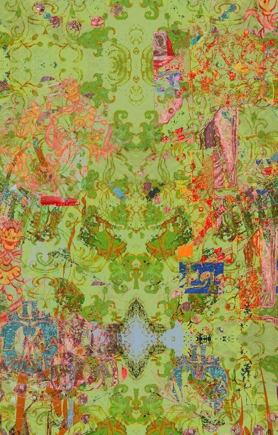 English Tudor Green Velvet Wallpaper
